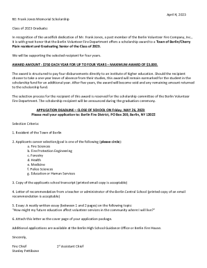 Fillable Online The Frank Jones Memorial Scholarship Application Form ...