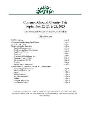 Fillable Online Guidelines and Policies for Food Area Vendors Fax Email ...