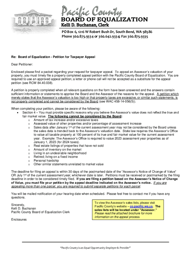 Fillable Online Board of Equalization - Petition for Taxpayer Appeal ...