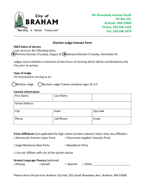 Fillable Online Election Judge Interest Form Fax Email Print - pdfFiller