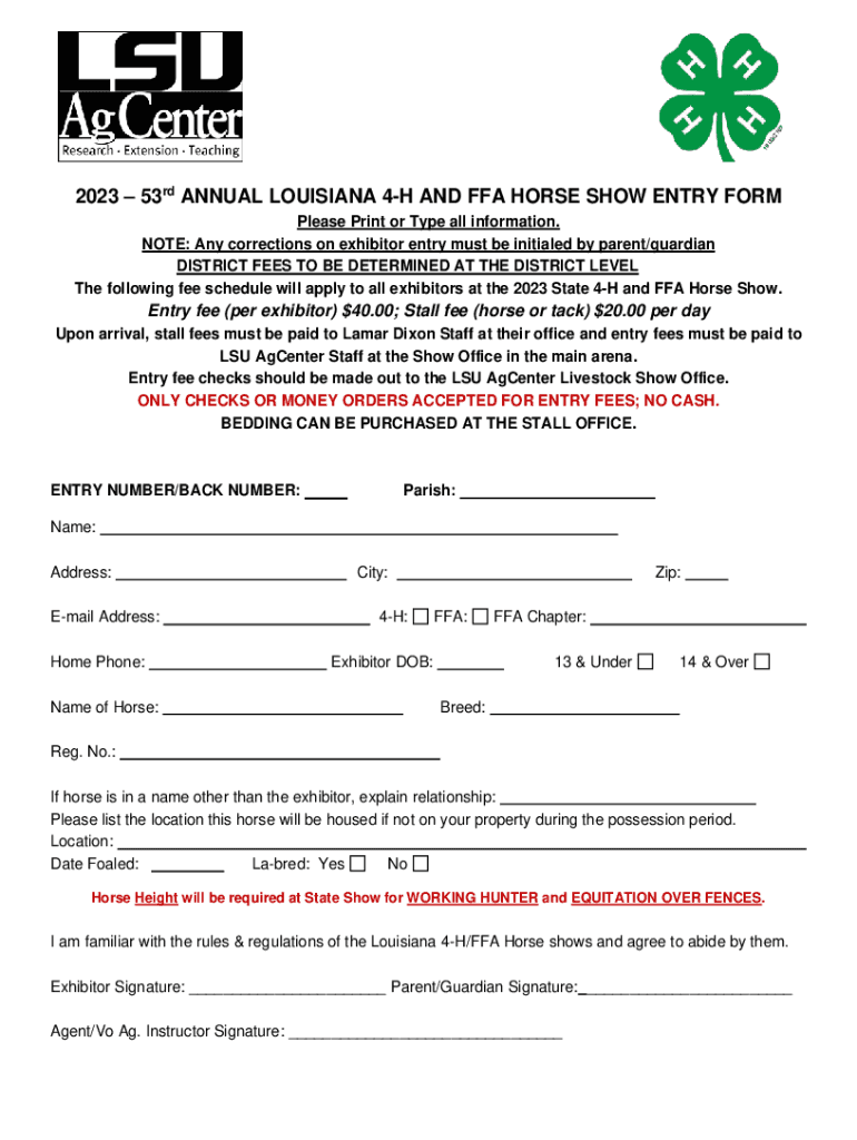 Fillable Online State Horse Show Entry Form Fax Email Print - pdfFiller