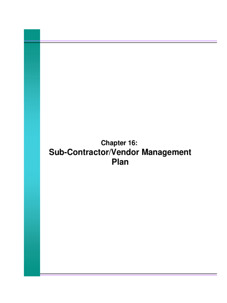 Fillable Online Sub-Contractor/Vendor Management Plan Fax Email Print ...