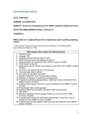 Fillable Online WI-03-0523-0578. Review for Completeness Form 4506-C ...