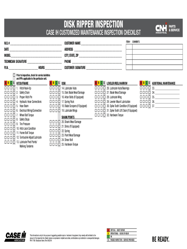 Fillable Online DISK RIPPER INSPECTION Fax Email Print - pdfFiller