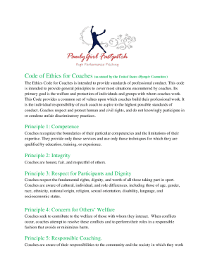 Fillable Online Coaches' Code of Ethics, Standards and Conduct Fax ...