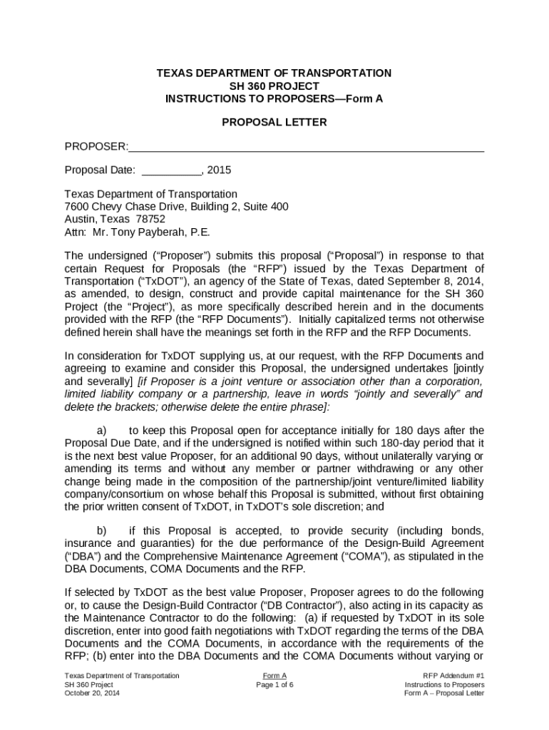 SH 360 Project - Request for Proposals: Addendum 1 - ftp txdot Doc ...