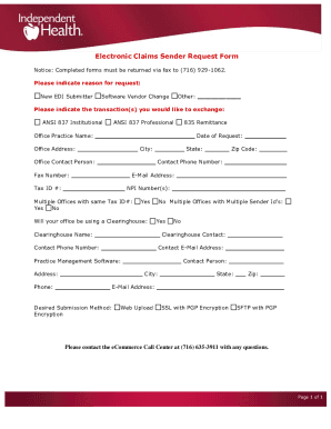 Fillable Online Electronic Claims Sender Request Form Fax Email Print - pdfFiller