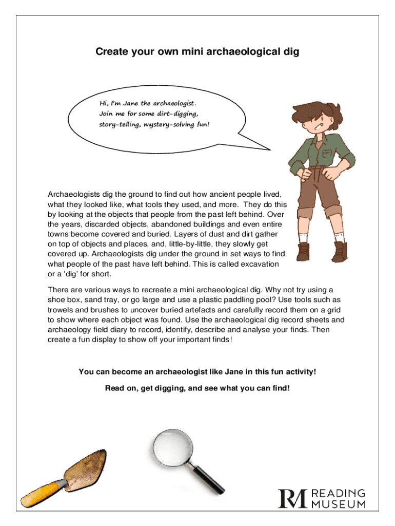 Fillable Online Doing Archaeology in the Classroom: A Sandbox Dig Fax ...
