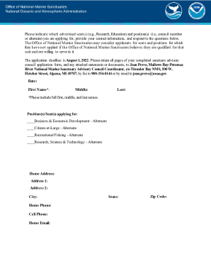 Fillable Online Application Kit - Monitor National Marine Sanctuary ...