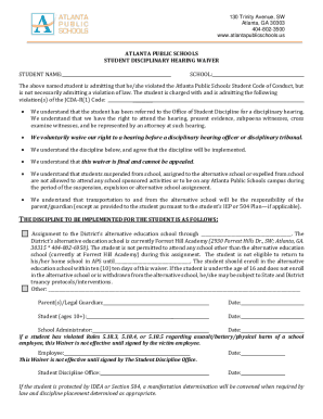 Fillable Online Student Discipline / Student Disciplinary Hearing Fax ...