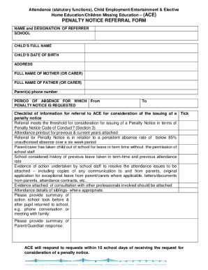 Fillable Online ACE Penalty Notice referral form. ACE Fax Email Print ...