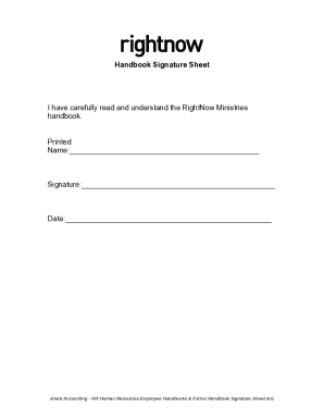 Fillable Online Handbook Signature Sheet Fax Email Print - pdfFiller