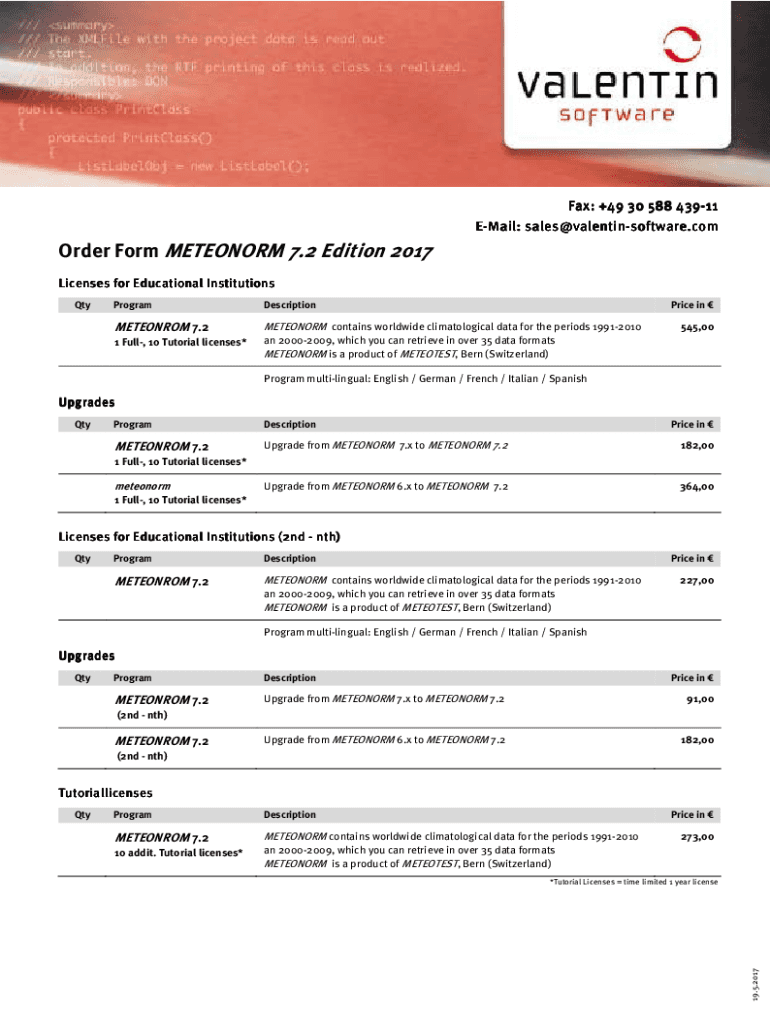 Fillable Online Order Form for Single Licenses Fax Email Print - pdfFiller