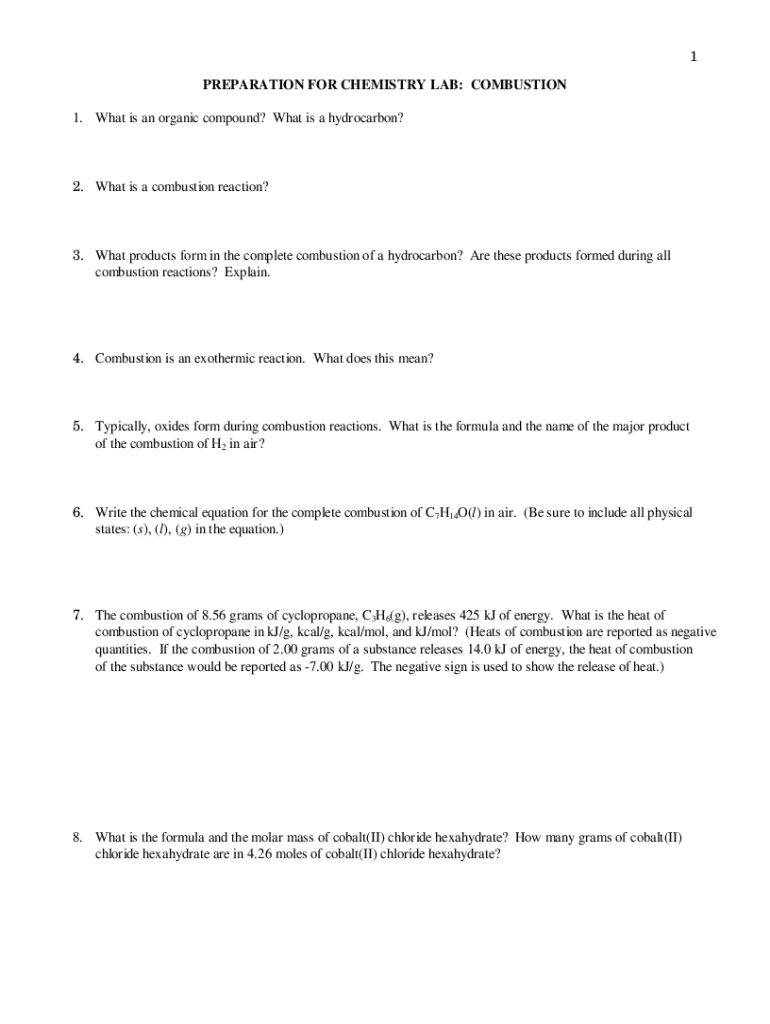 Fillable Online Combustion analysis of a hydrocarbon produces 33.01 g ...