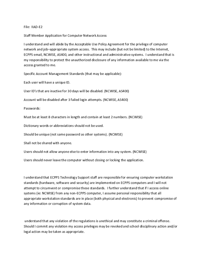 Fillable Online Computer Network and Internet Acceptable Use Policy and ... Fax Email Print ...