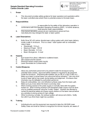 Fillable Online Laser Controlled Area Standard Operating Procedure (SOP ...