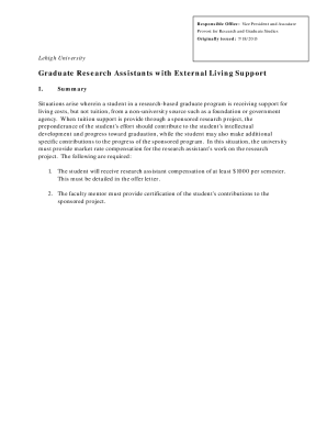 Fillable Online research cc lehigh Grad Research Assistants with External Living Support.docx ...