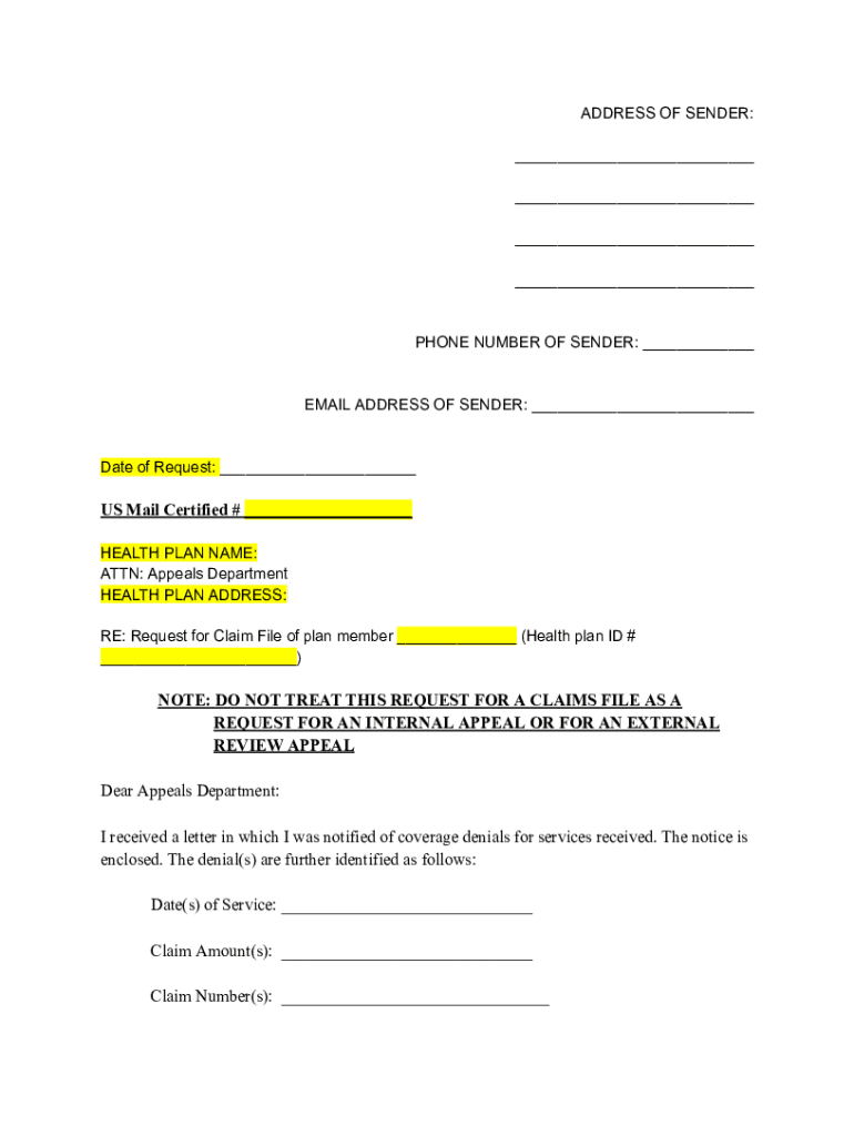 Fillable Online static propublica Claim File Request Template Fax Email Print - pdfFiller