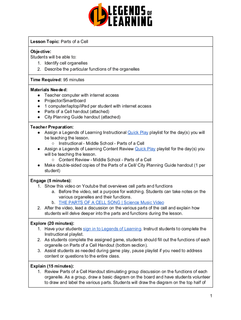 Fillable Online Plant & Animal Cell Video For Kids - Generation Genius ...