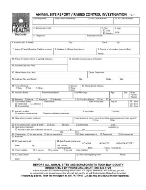 Fillable Online ANIMAL BITE REPORT OUTSIDE 07.05.17 Fax Email Print ...