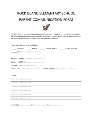 Fillable Online Parent Communication Form.pdf Fax Email Print - pdfFiller