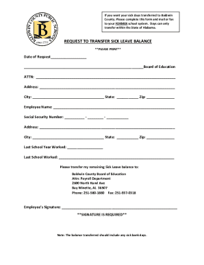Fillable Online sick leave request to transfer balance Fax Email Print - pdfFiller