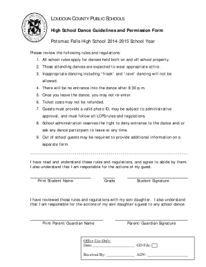 Fillable Online High School Dance Guidelines and Permission Form ...