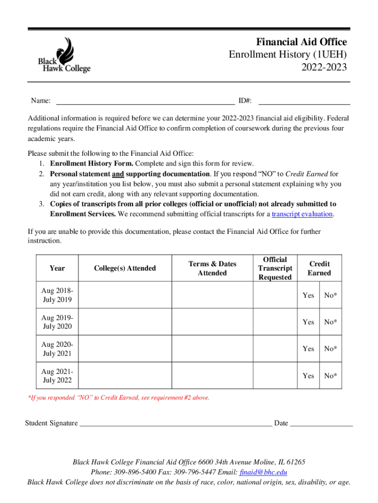 Fillable Online Office of Financial Aid 2022 - 2023 Unusual Enrollment ... Fax Email Print ...
