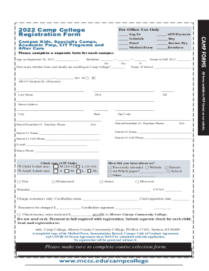 Fillable Online 2022 Camp College Registration Form Fax Email Print ...