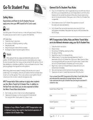 Fillable Online Go-To Cards for High School Students - Transportation ...