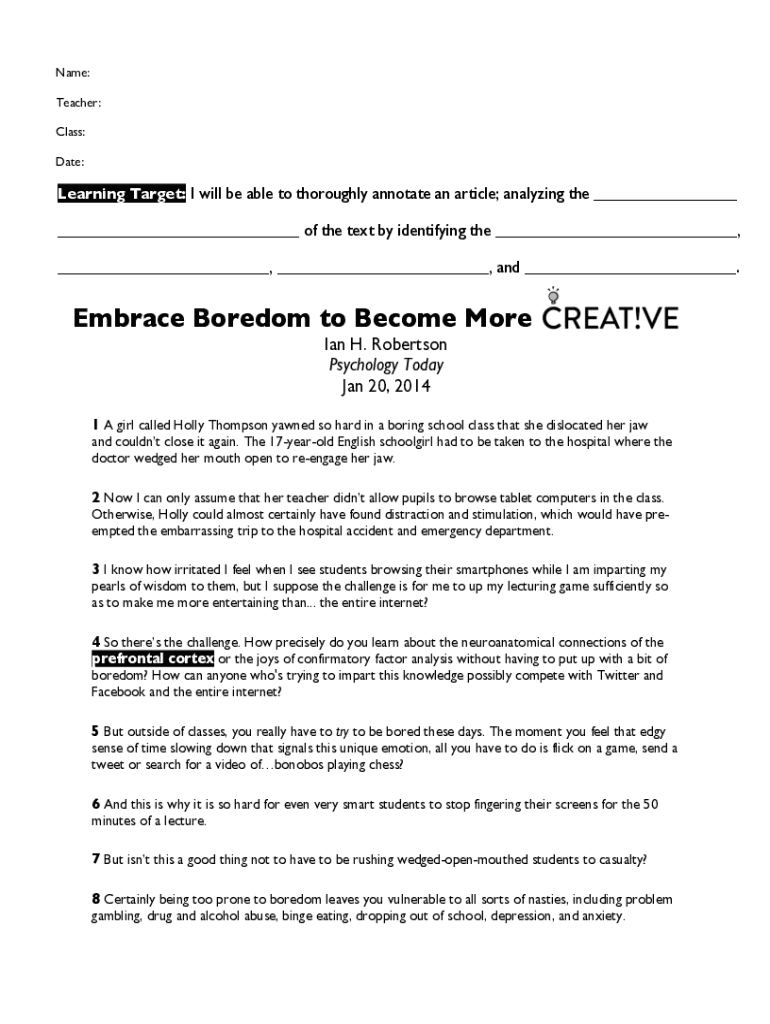 Fillable Online How to Annotate a TextIntroduction to Literature Fax ...
