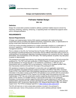 Fillable Online FY23DIA 148Pollinator Habitat Design and Implementation ...
