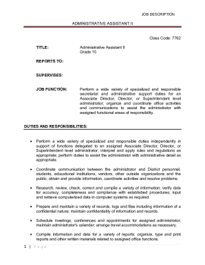 Fillable Online job description law enforcement administrative ...