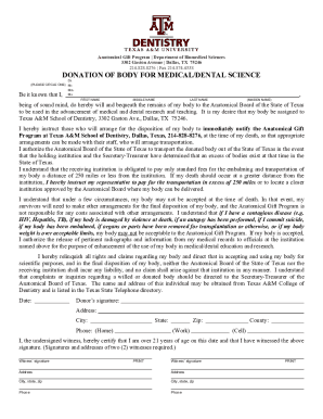 Fillable Online Body Donation Programs By State Fax Email Print - pdfFiller