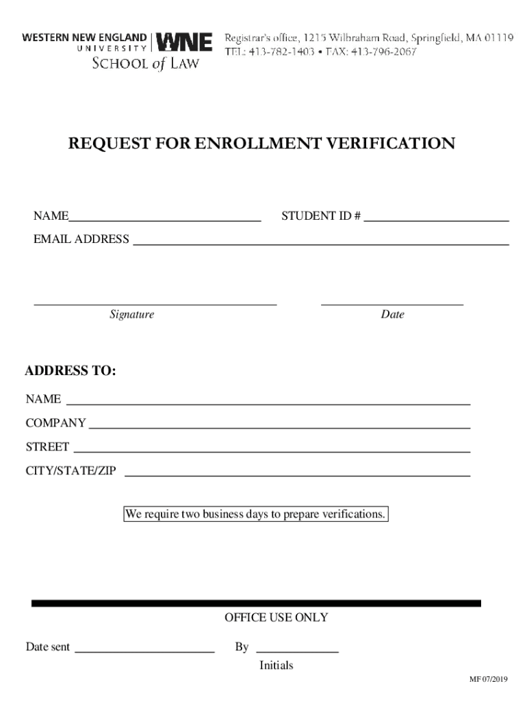 Fillable Online ENROLLMENT VERIFICATION Request Form Fax Email Print ... Fillable Online ENROLLMENT VERIFICATION Request Form Fax Email Print ...
