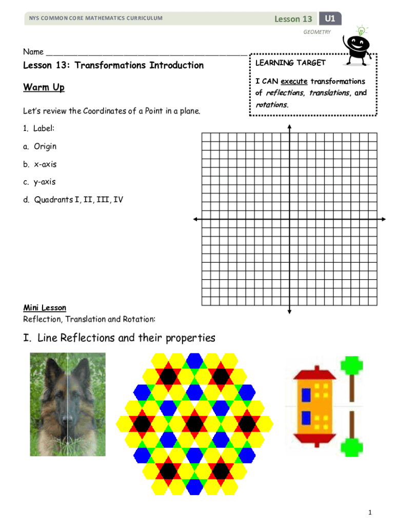 Fillable Online Lesson 1: transformations - the next level - Math With ...