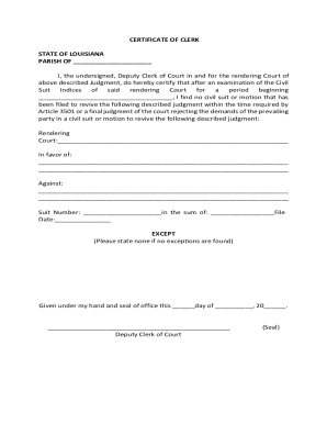 Fillable Online certificate of clerk Fax Email Print - pdfFiller