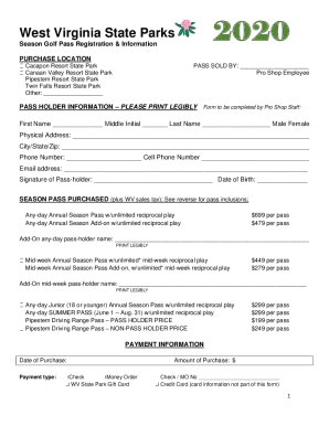 Fillable Online State Parks Offer Affordable Golf Season Passes Fax ...