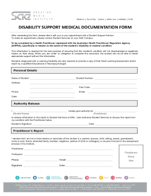 Fillable Online Disability Support Medical Documentation Form Fax Email Print - pdfFiller