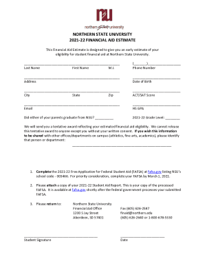 Fillable Online Get the free This Financial Aid Estimator is designed ...