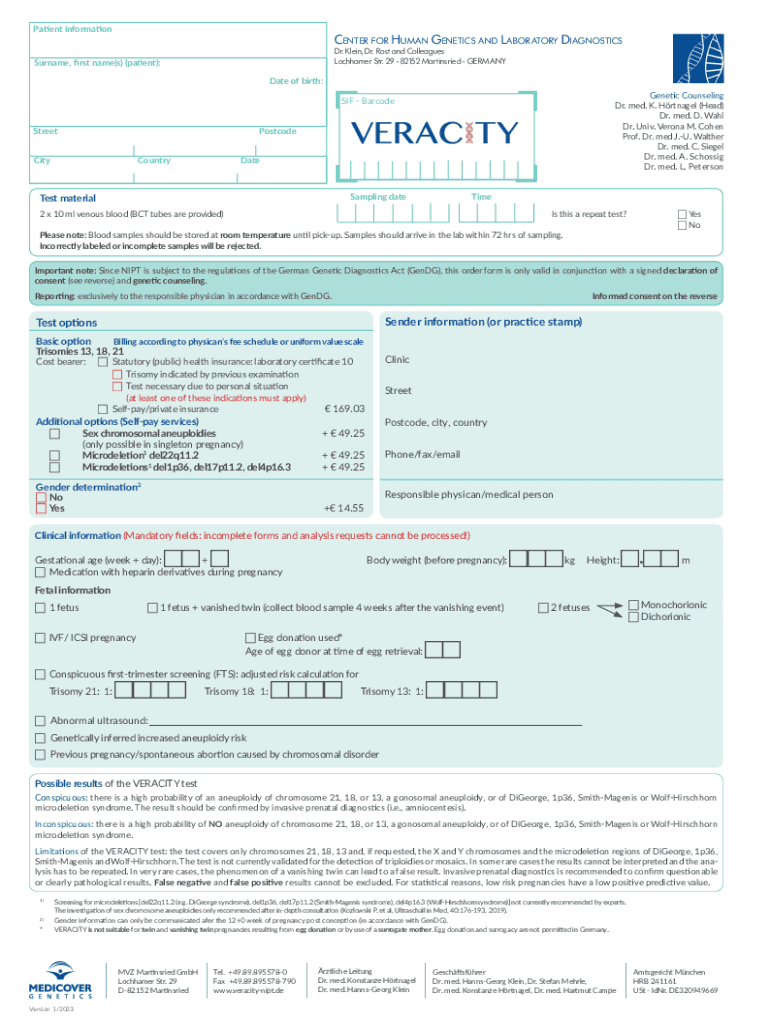Fillable Online Declaration of consent (acc. to German Genetic ... Fax ...