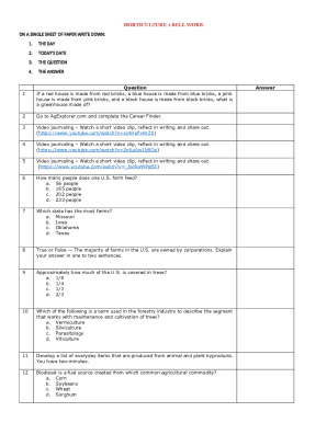 Fillable Online horticulture 1 bell work Fax Email Print - pdfFiller