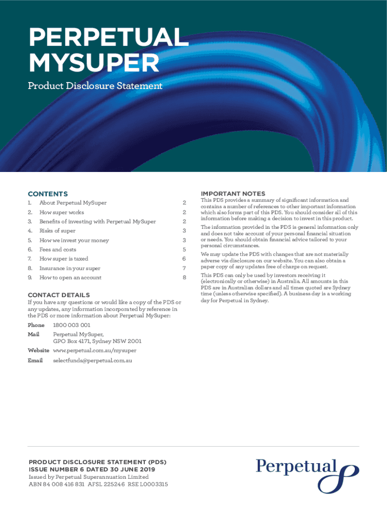 Fillable Online the perpetual mysuper successor fund transfer Fax Email ...