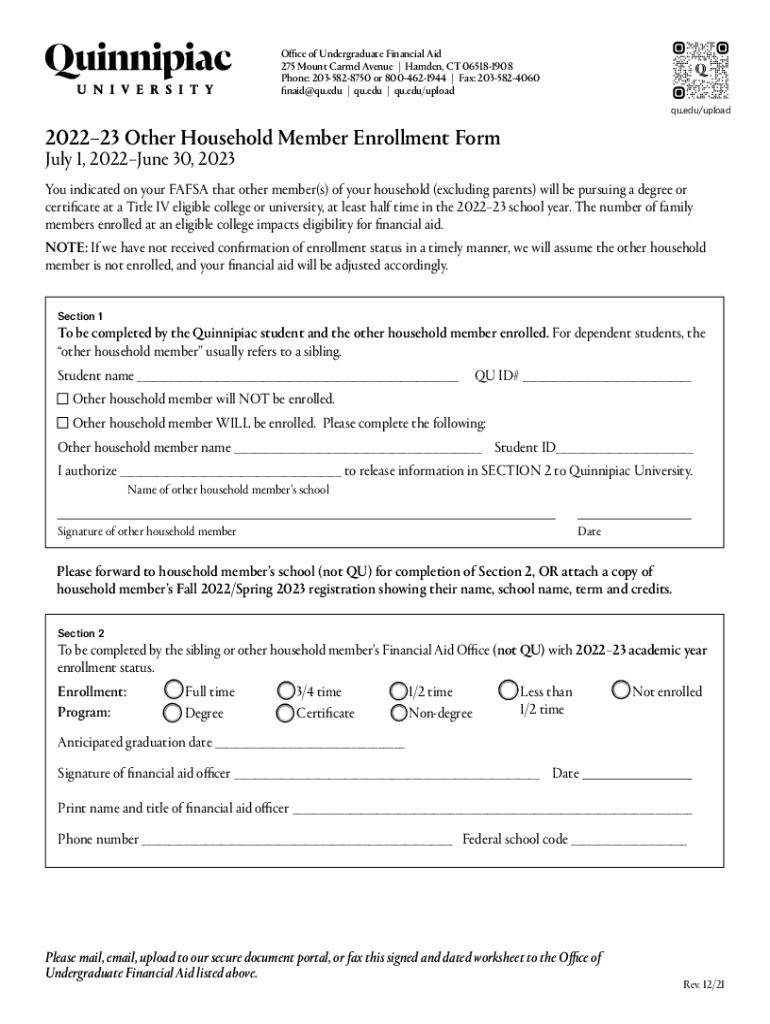 Fillable Online 202223 Other Household Member Enrollment Form Fax Email ...