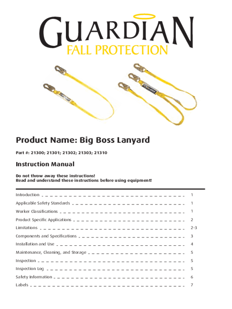 Fillable Online Guardian Big Boss Lanyard Instruction Manual Fax Email ...