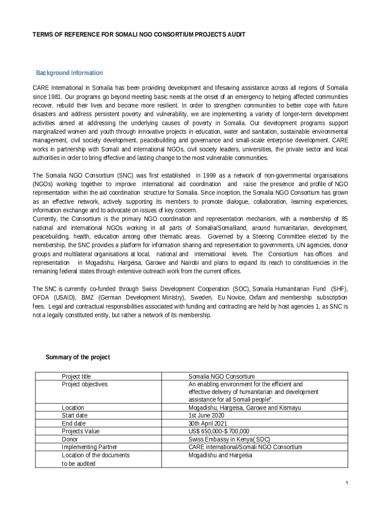 Fillable Online Terms of Reference Consultancy for the Development ...