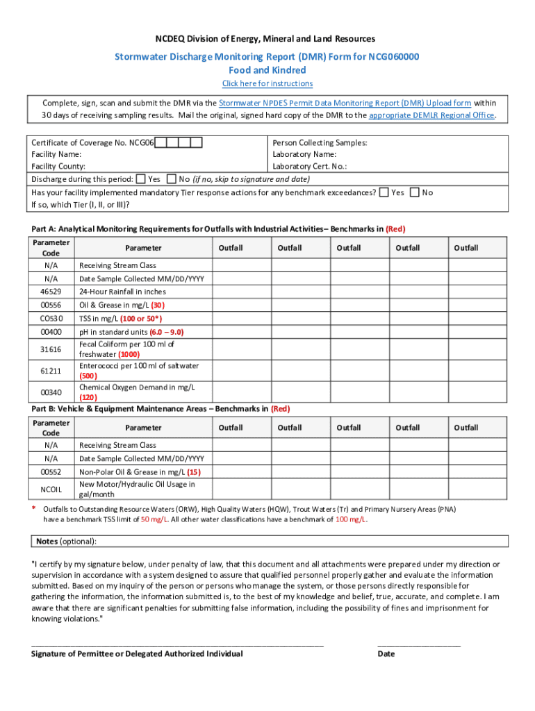 Fillable Online Stormwater Discharge Monitoring Report (DMR ... - NC ...