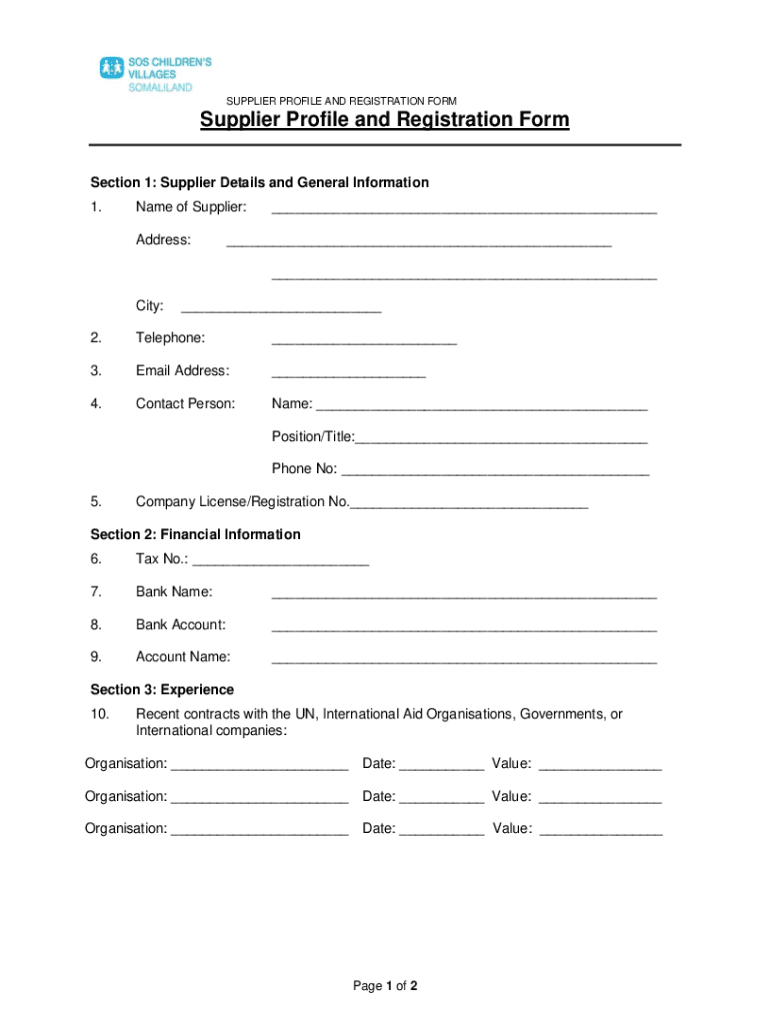 Fillable Online Annex Csupplier-profile-registration-form-standard ...
