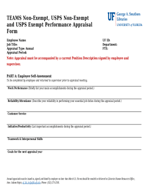 TEAMS Non-Exempt And All USPS Evaluation Doc Template | pdfFiller