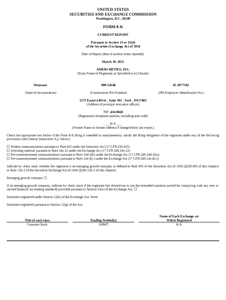 AMERI METRO, INC Doc Template | pdfFiller